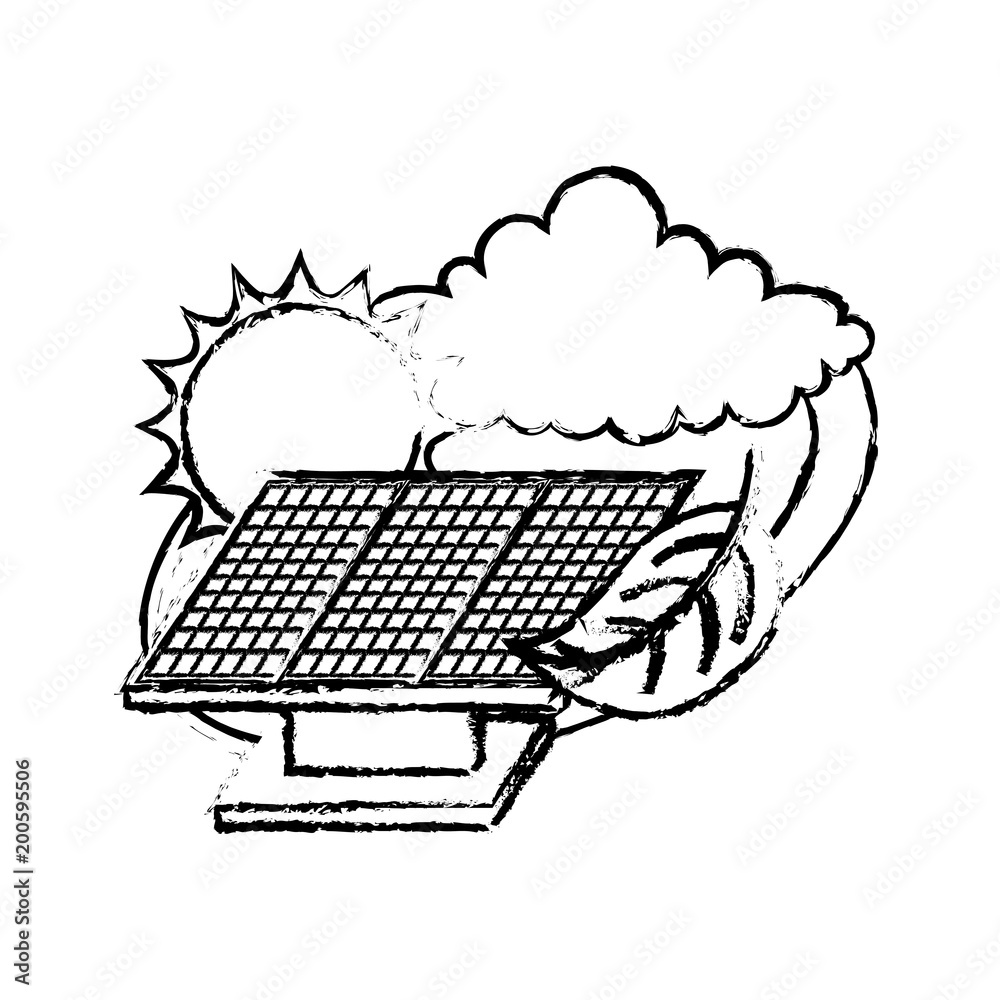ecology energy alternative solar panel sun cloud vector illustration ...
