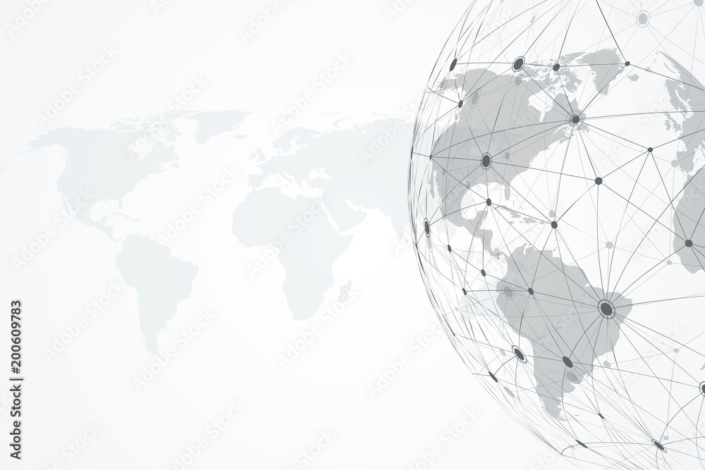 Global network connections with dynamic points and lines. Internet connection background with ...