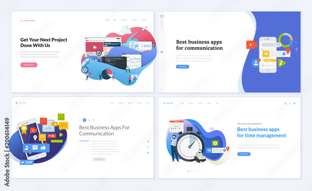 Set of creative website template designs. Vector illustration concepts ...