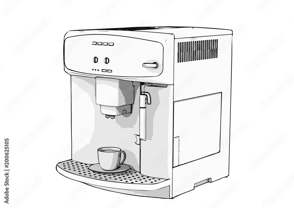 sketch of a coffee machine vector Stock Vector | Adobe Stock