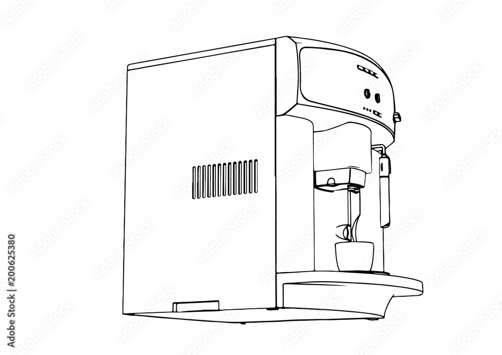 sketch of a coffee machine vector Stock Vector | Adobe Stock