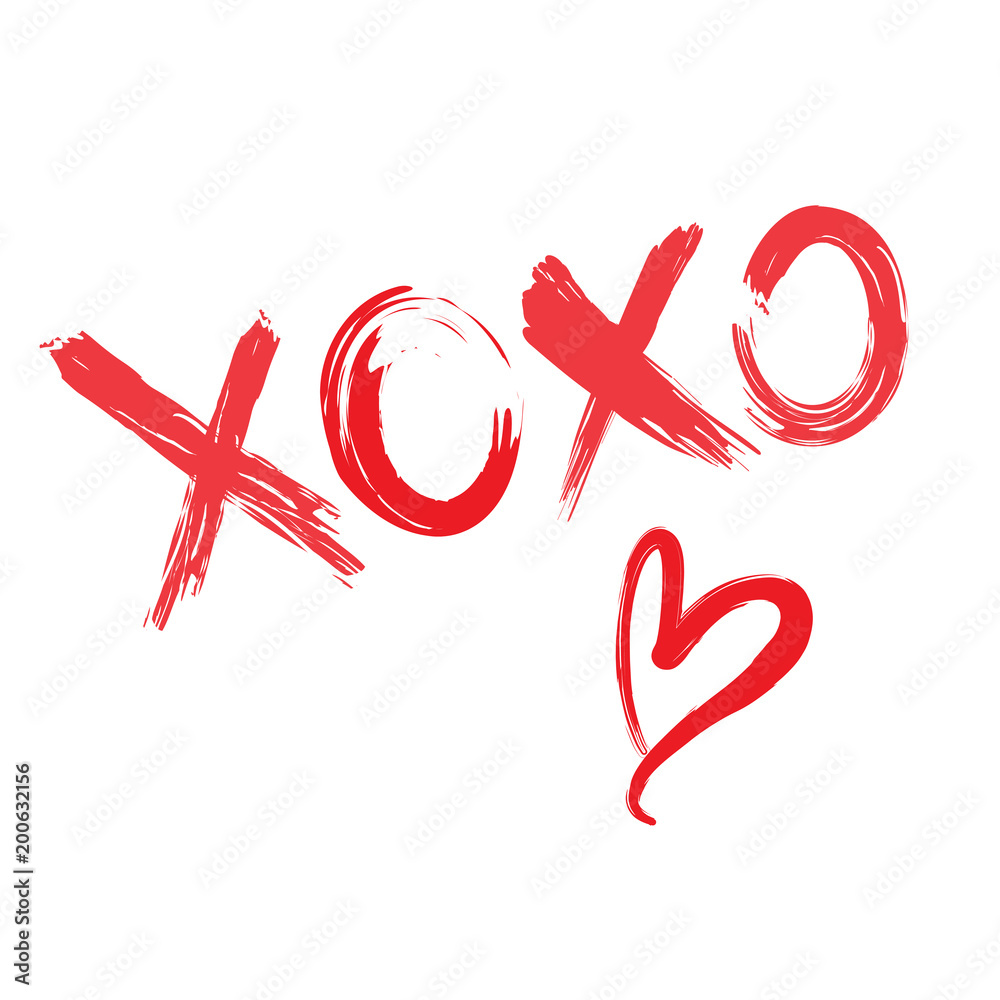 XOXO red heart vector card Stock Vector | Adobe Stock