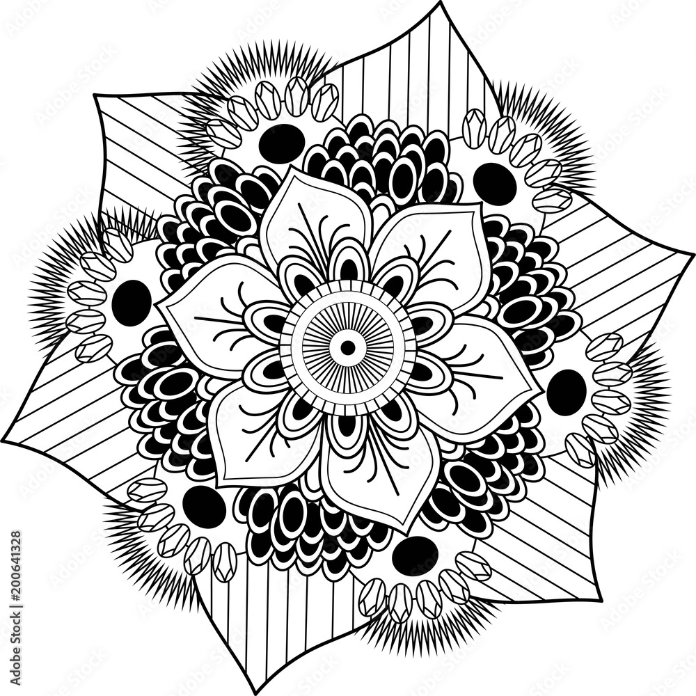 mandala-hand drawing-black-and-white-Hand drawn Mandala design. Perfect ...