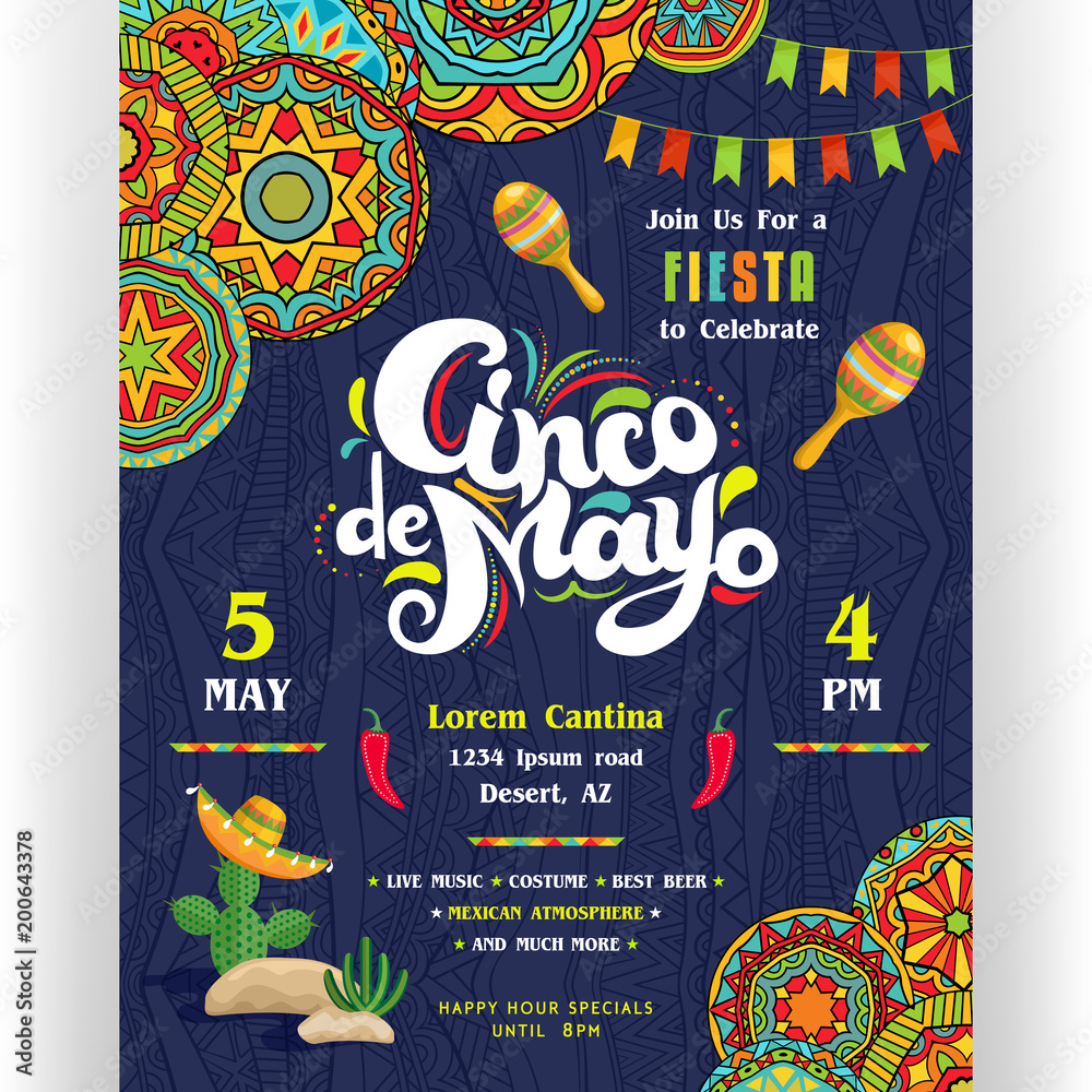 Poster Cinco De Mayo announcing poster template – Wall Art | UkPosters