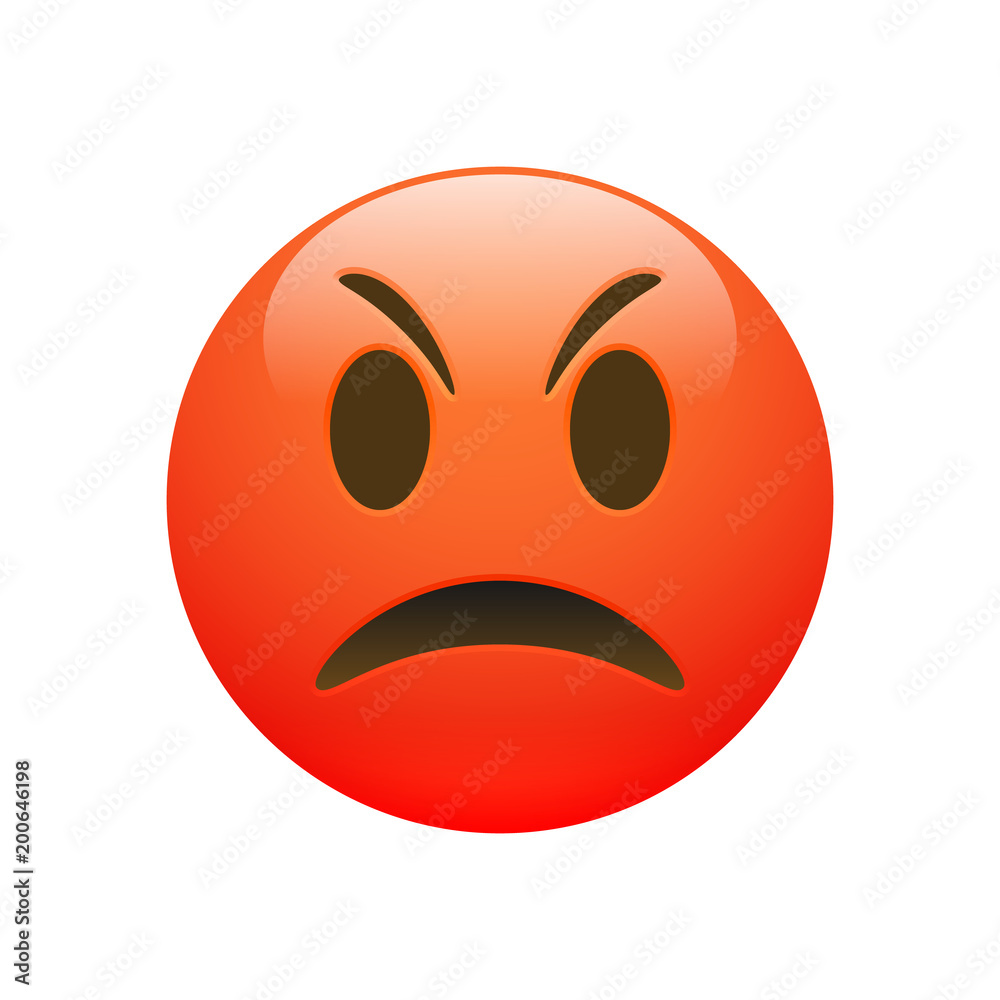 Vector Emoji red angry sad face Stock Vector | Adobe Stock