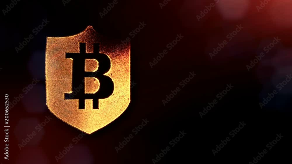 bitcoin logo inside the shield. Financial background made of glow ...