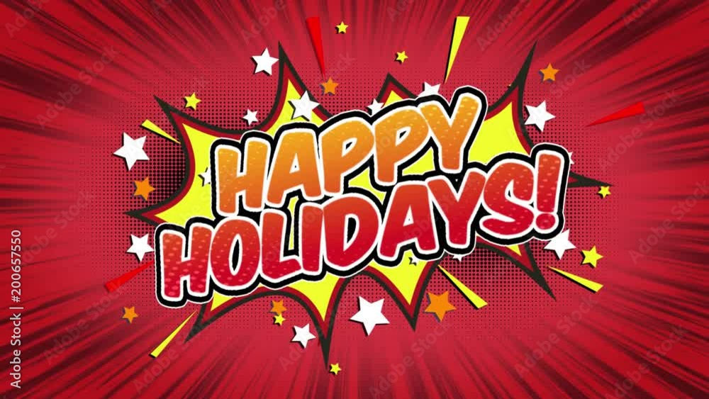 Happy Holidays Word Retro Cartoon Comic Bubbles Popup Style Expressions ...