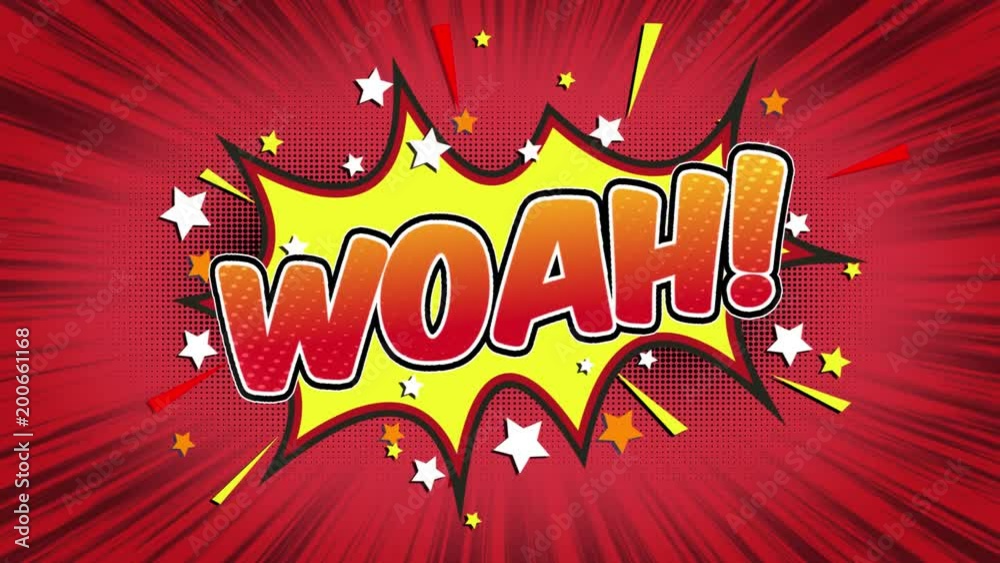 Woah Word Retro Cartoon Comic Bubbles Popup Style Expressions Colored ...