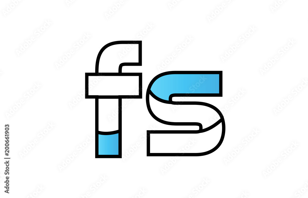 black blue alphabet letter fs f s logo company icon design Stock Vector ...