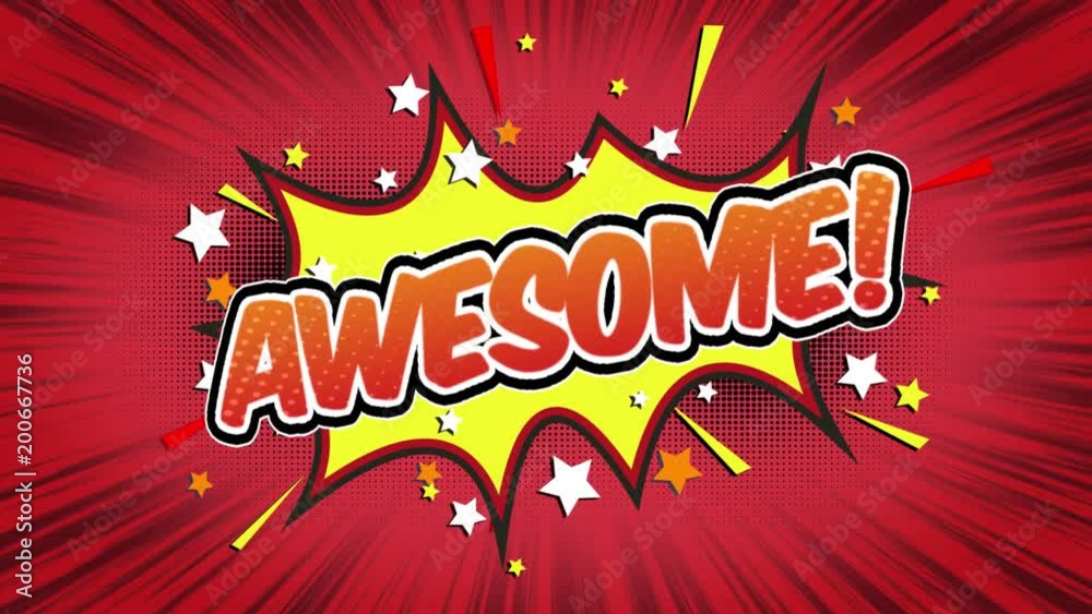 AWESOME Word Retro Cartoon Comic Bubbles Popup Style Expressions ...