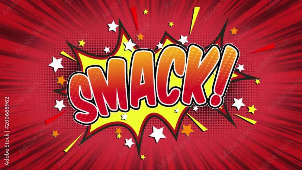 Smack Word Retro Cartoon Comic Bubbles Popup Style Expressions Colored ...