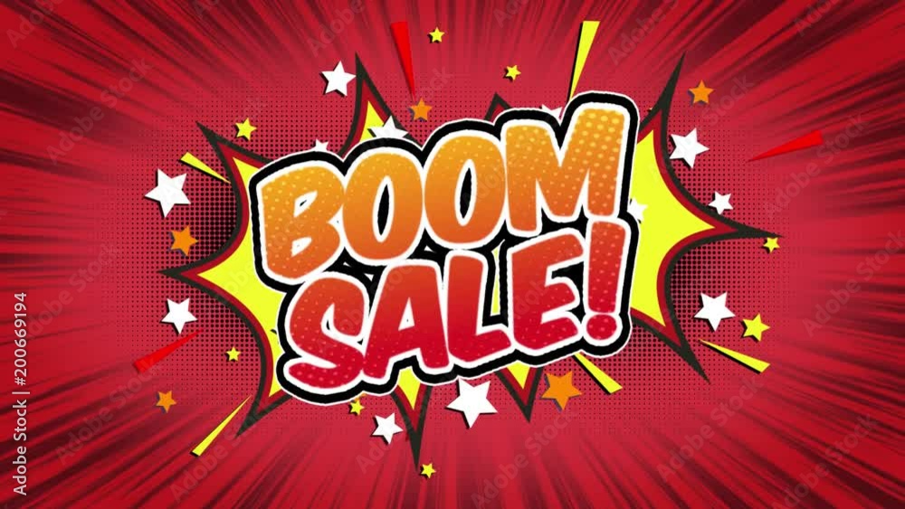 Vídeo do Stock: boom sale Word Retro Cartoon Comic Bubbles Popup Style ...