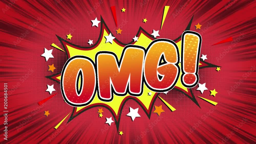 OMG Word Retro Cartoon Comic Bubbles Popup Style Expressions Colored ...