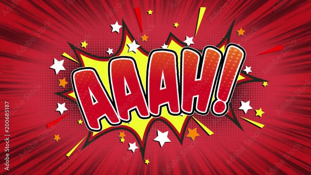 aaah Word Retro Cartoon Comic Bubbles Popup Style Expressions Colored ...