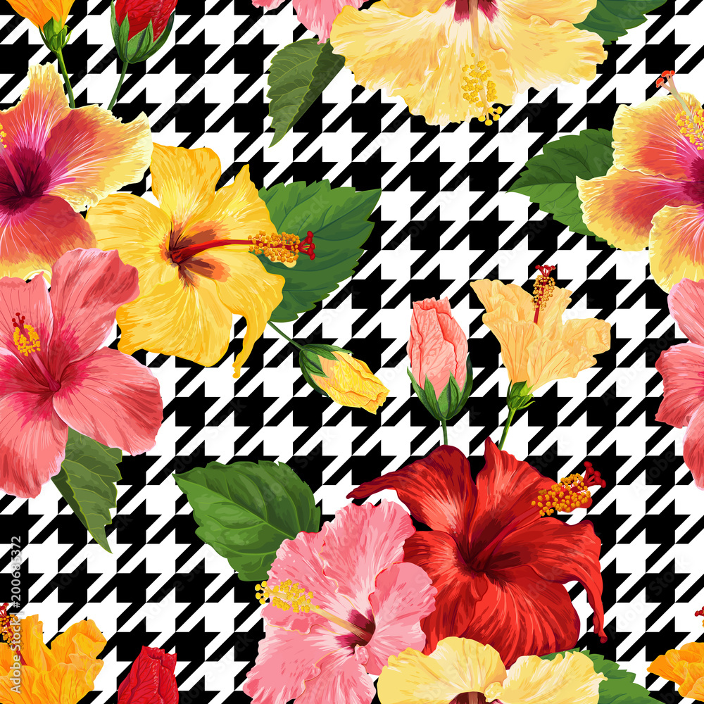 Hibiscus Pattern Fabric