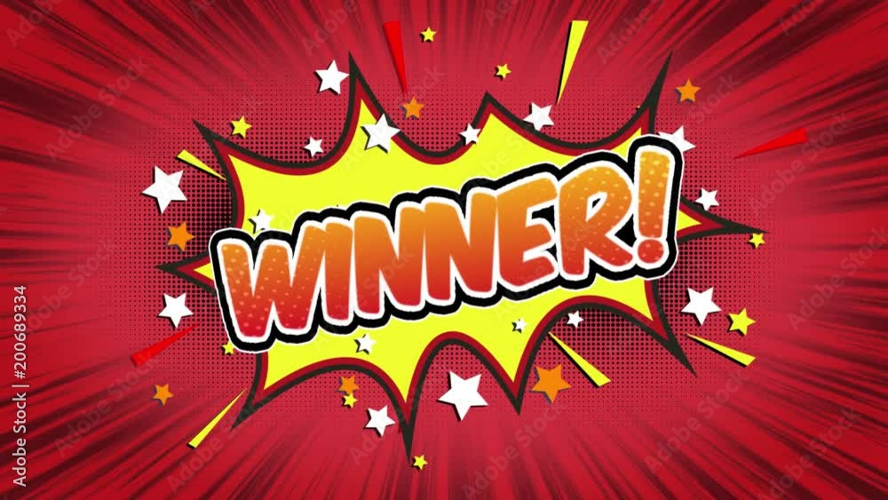 Winner Word Retro Cartoon Comic Bubbles Popup Style Expressions Colored ...