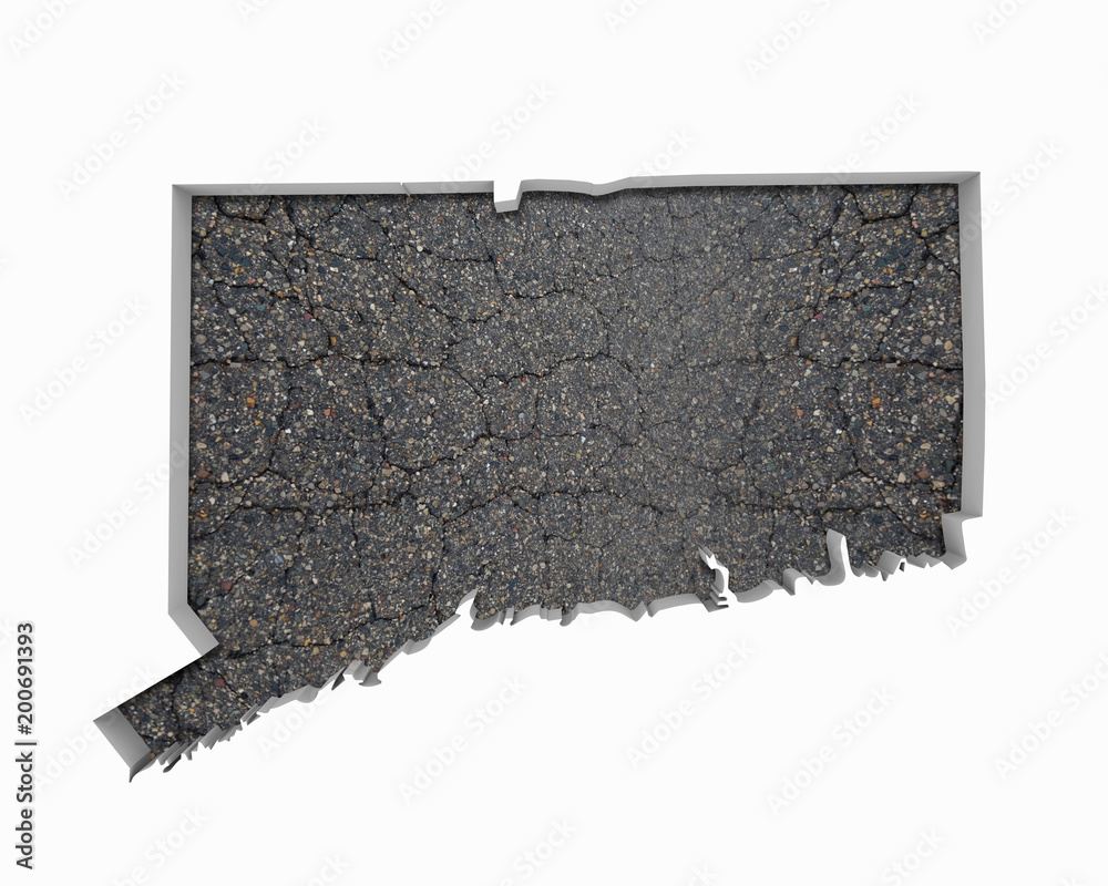 Connecticut CT Road Map Pavement Construction Infrastructure 3d ...