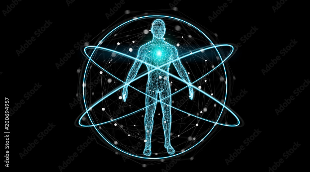 Digital x-ray human body scan background interface 3D rendering Stock ...