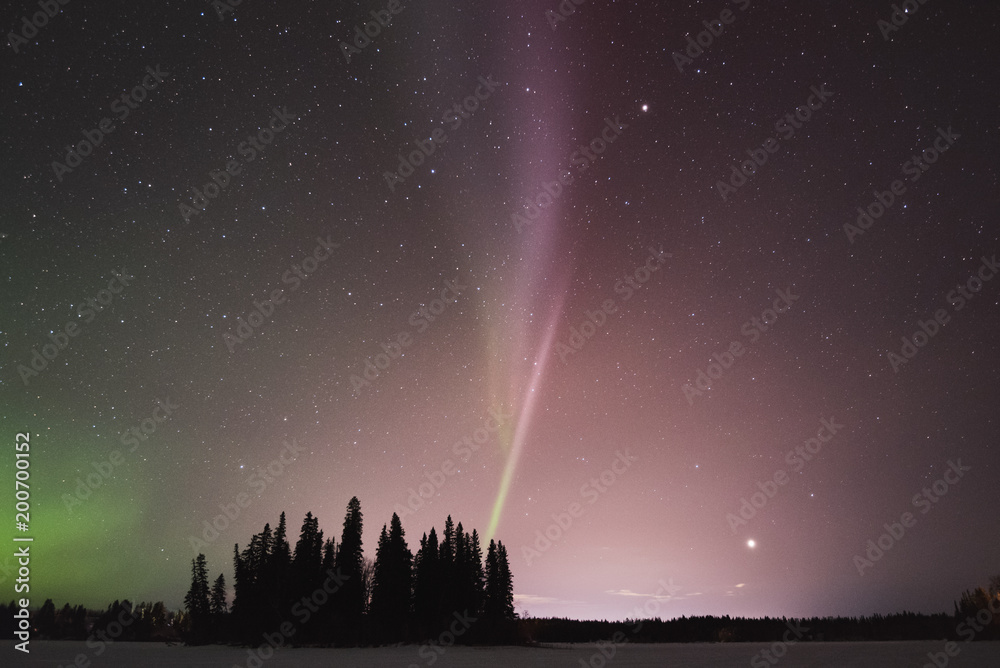 The Northern Lights and atmospheric phenomenon 'STEVE' which appears as ...