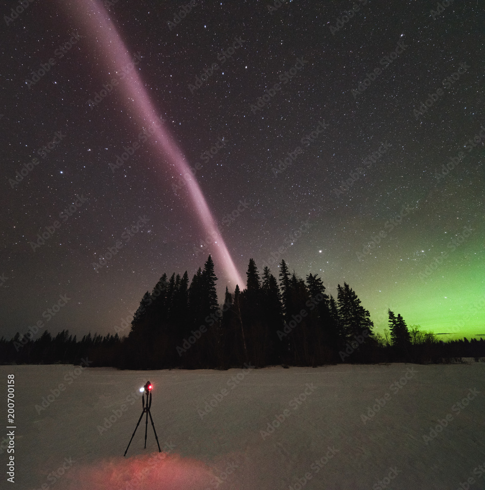 The Northern Lights and atmospheric phenomenon 'STEVE' which appears as ...