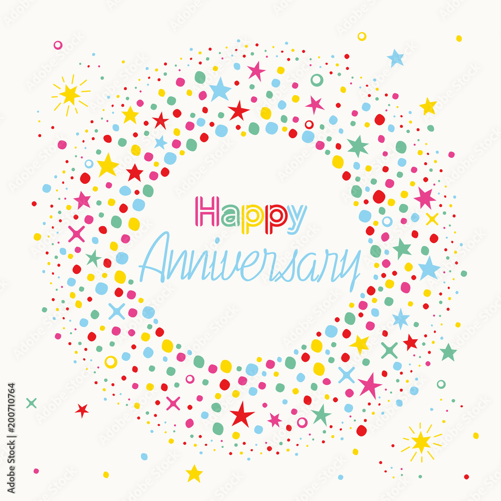 Happy anniversary card design with colorful stars Stock Vector | Adobe ...