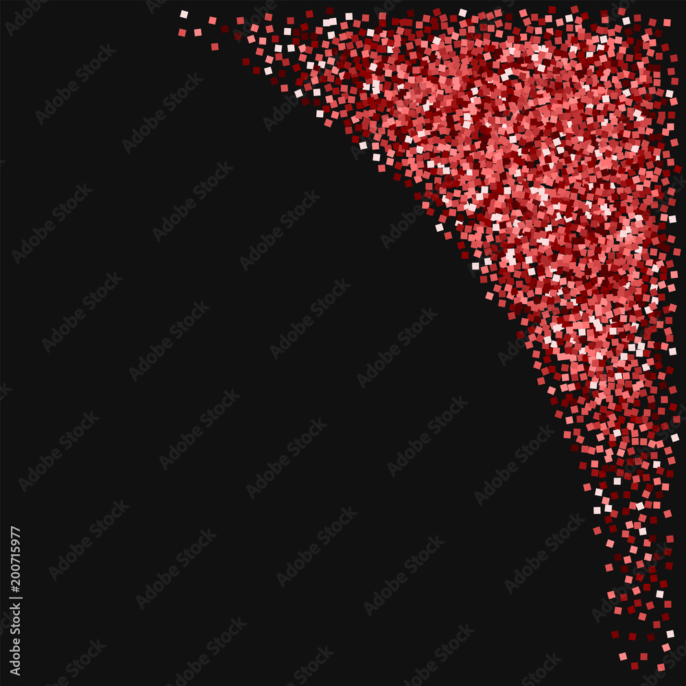Red gold glitter. Top right corner with red gold glitter on black ...