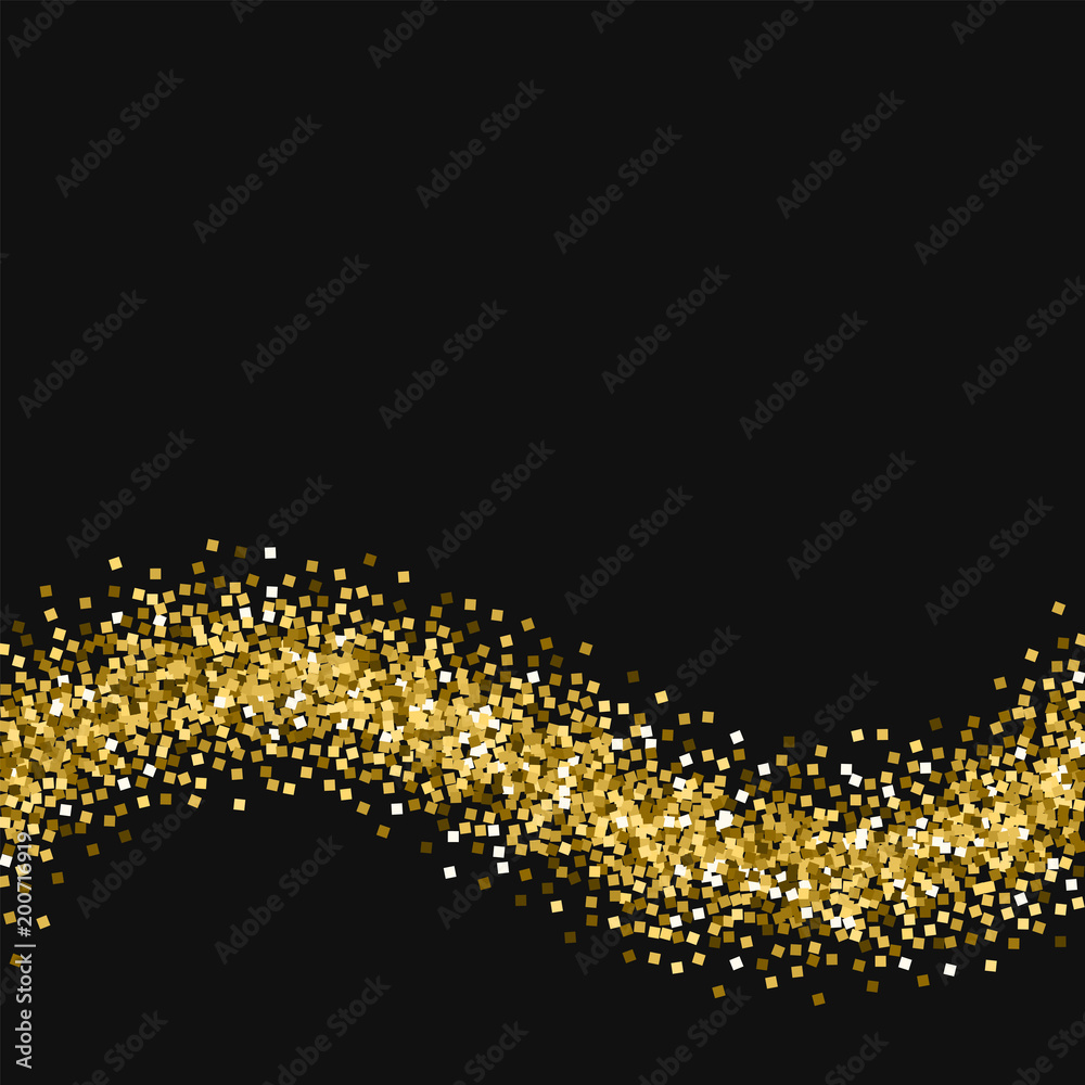 Gold glitter. Bottom wave with gold glitter on black background ...