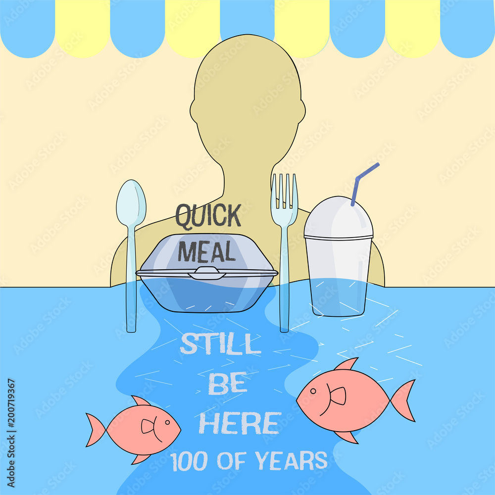 PLastic food container for quick meal has became marine debris, be ...