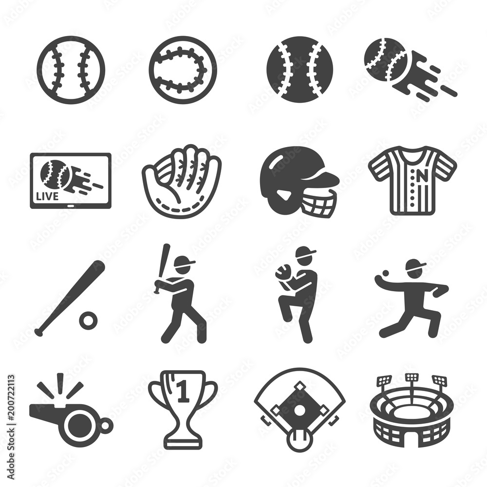baseball icon set Stock Vector | Adobe Stock