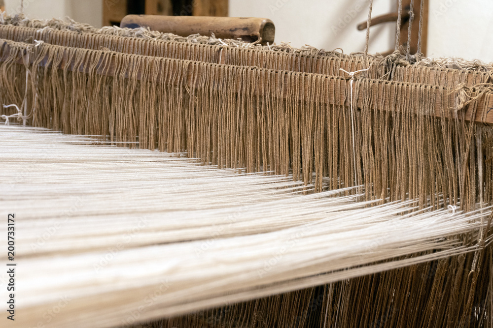 old loom antique weaving sewing machine detail Stock Photo | Adobe Stock