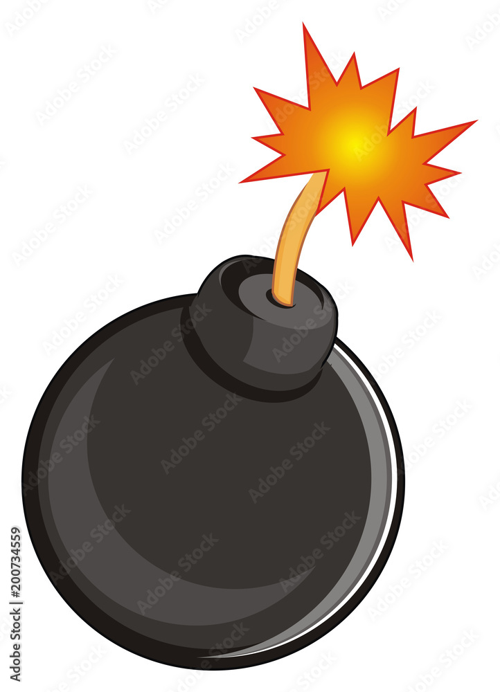 bomb, boom, fire, round, cartoon, illustration, danger, Stock ...