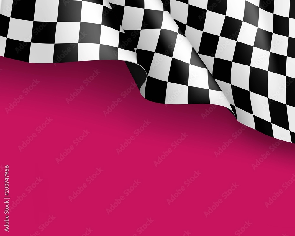 Symbol racing canvas realistic pink background. Flag upright, sign ...