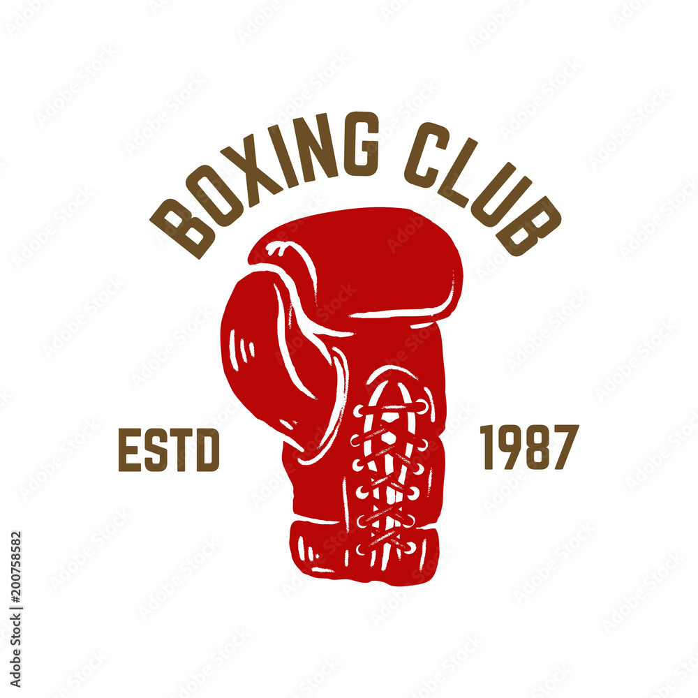 Champion boxing club. Emblem template with boxer glove. Design element ...