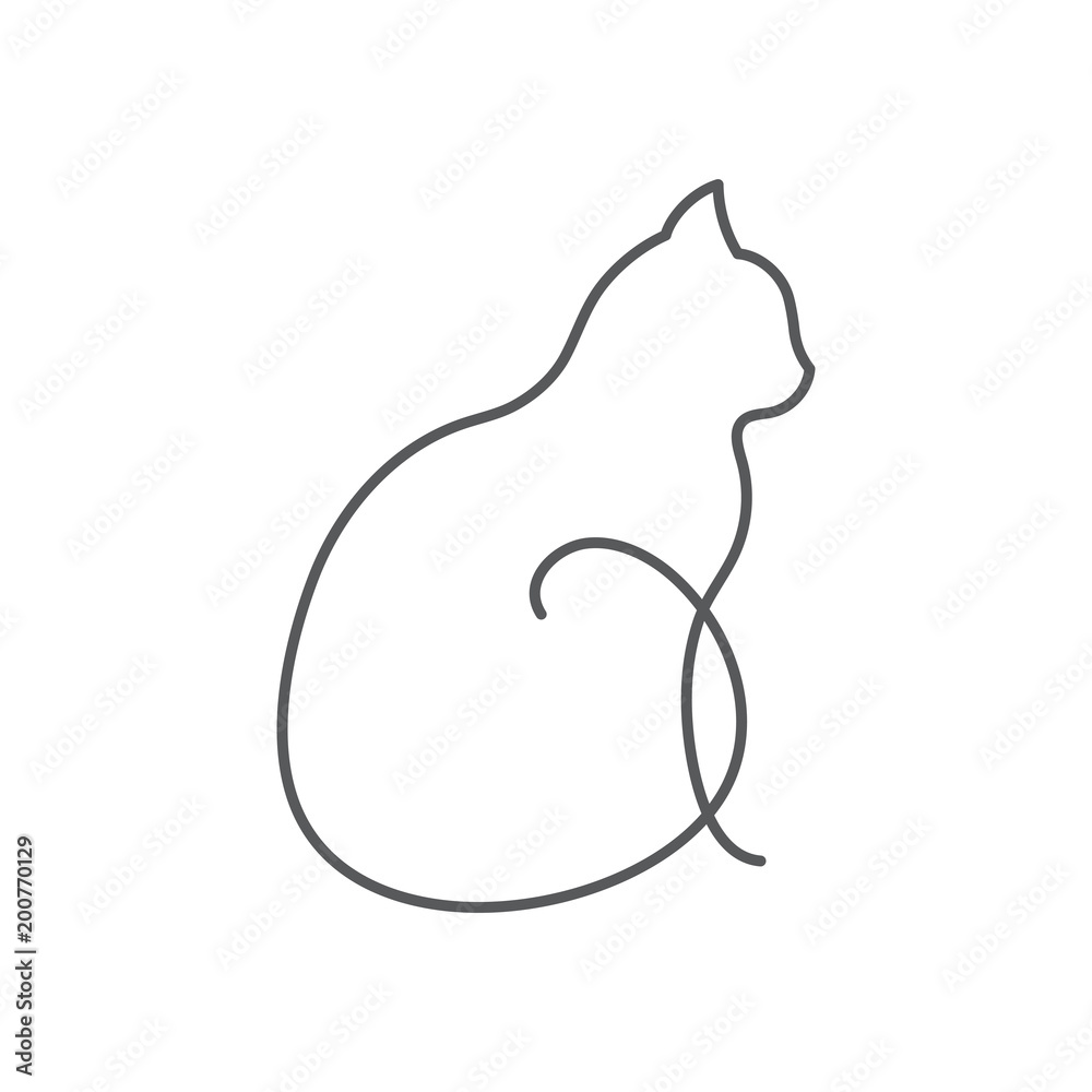 Cat Side View Drawing