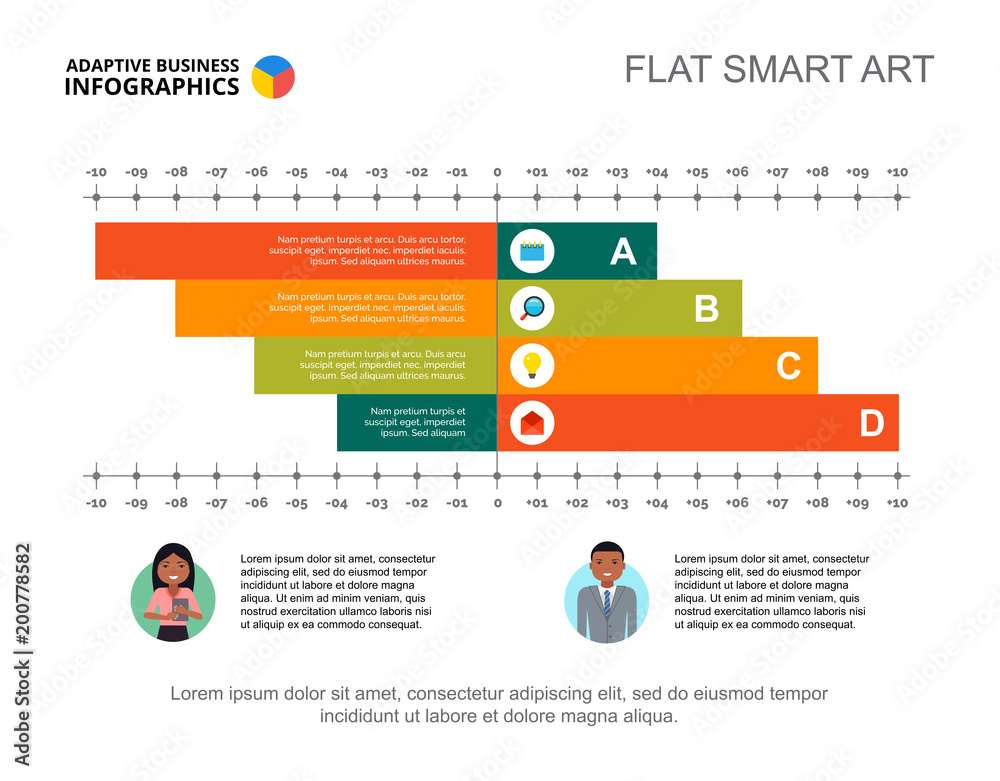 Four bar horizontal diagram. Editable template with scale. Creative ...