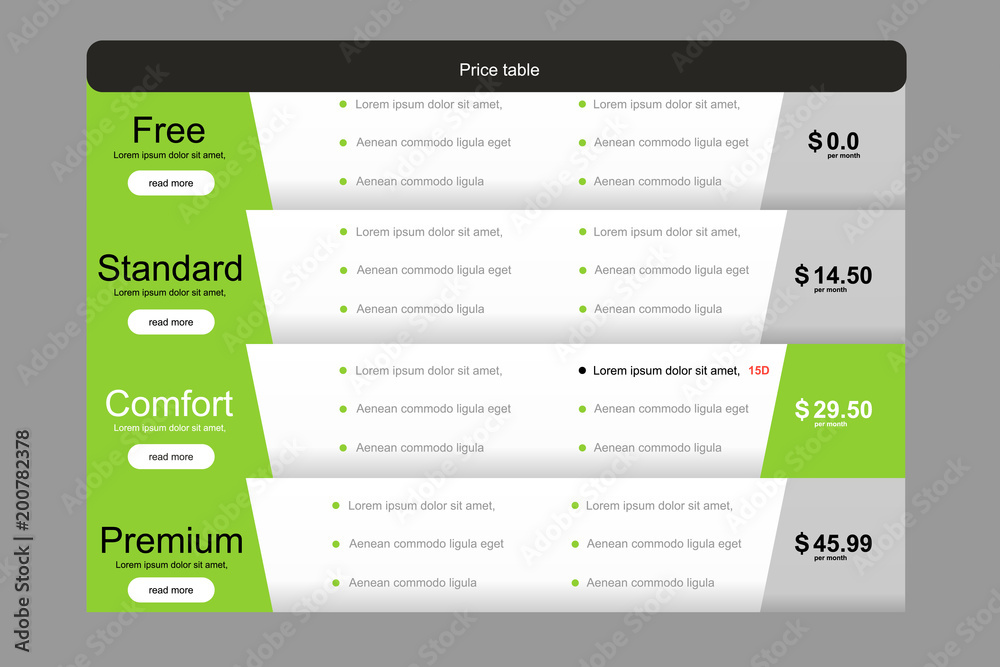 Set of offer tariffs ui ux vector banner for web app set of pricing ...