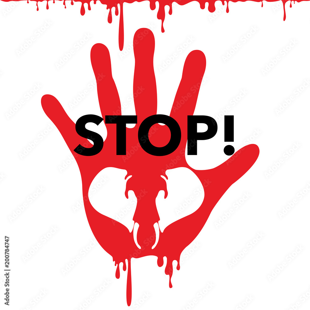 Poster to stop elephant and animal murder. Head of elephant and stop ...