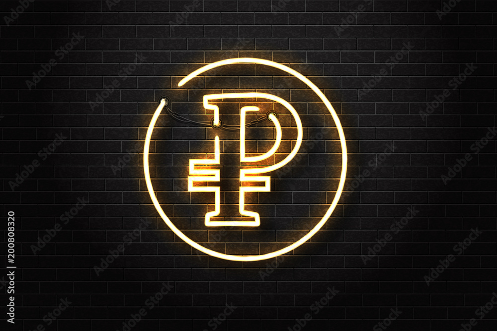 Vector realistic isolated neon sign of ruble logo for decoration and ...