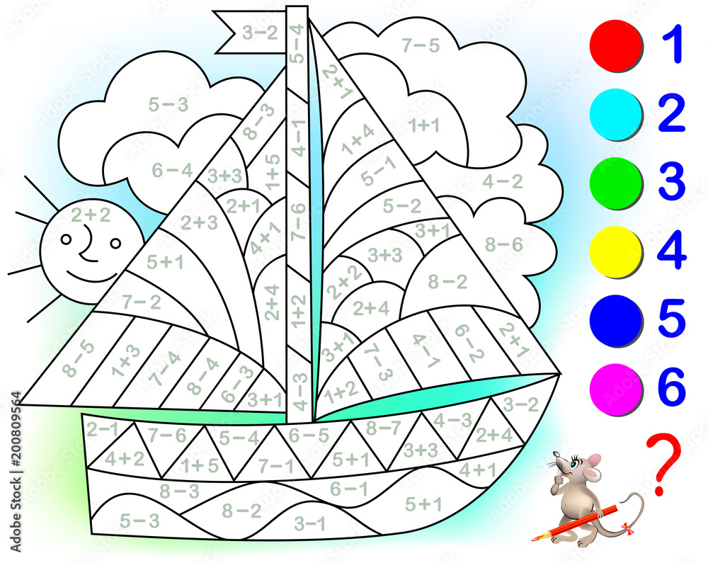 Educational page with exercises for children on addition and ...