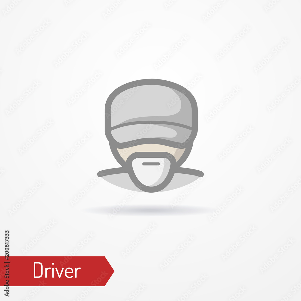 Typical simplistic driver face in baseball cap. Truck driver or ...