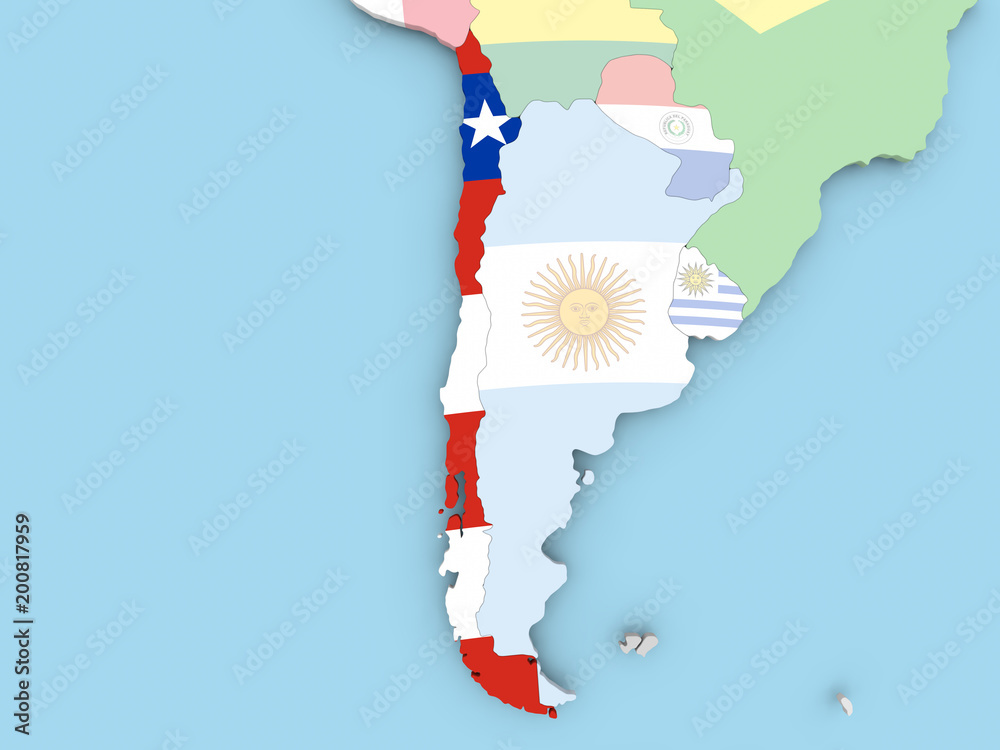 Map of Chile with flag on globe Stock Illustration | Adobe Stock