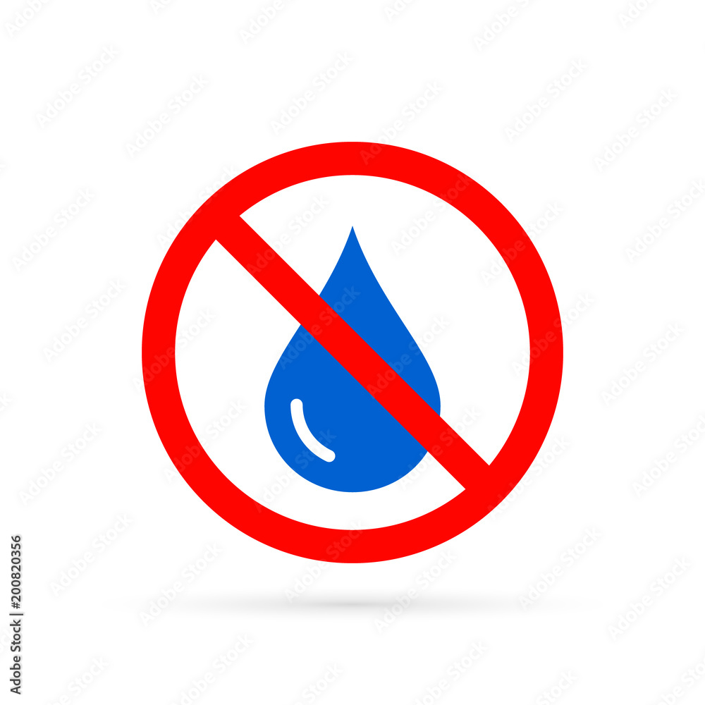 No water sign. Water drop forbidden. Vector isolated symbol Stock ...