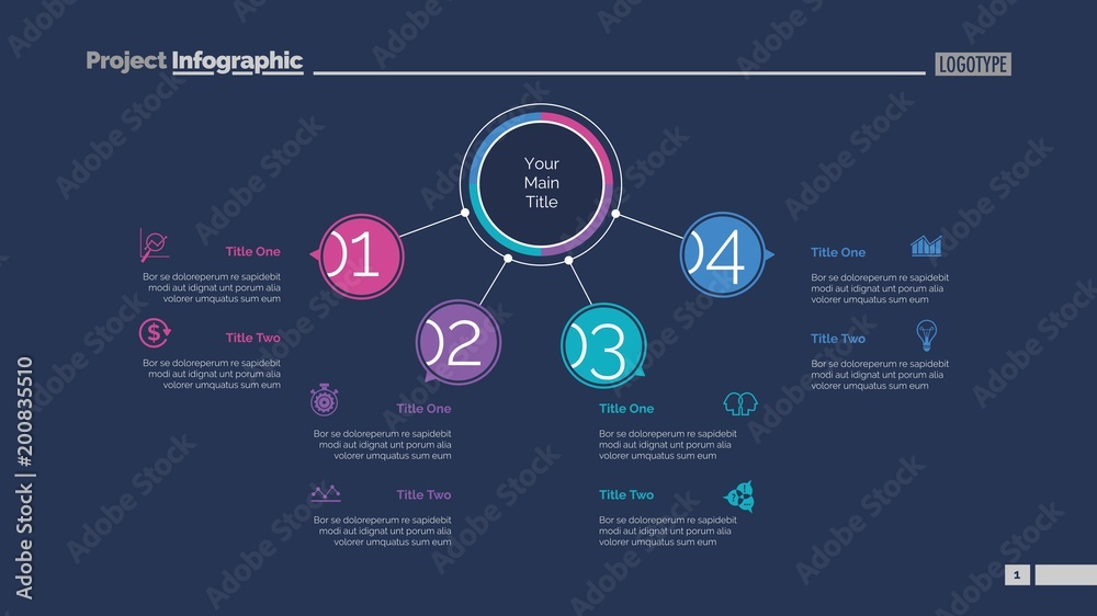 Four Points Workflow Slide Template Stock Vector | Adobe Stock Four Points Workflow Slide Template Stock Vector | Adobe Stock