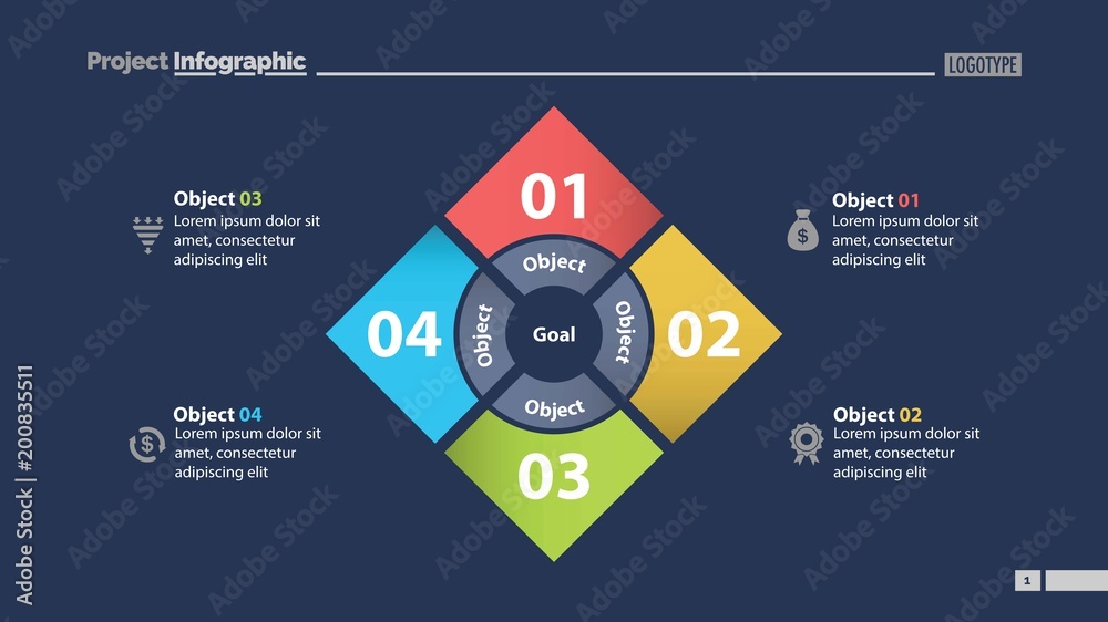 Four Squares Strategy Slide Template Stock Vector | Adobe Stock