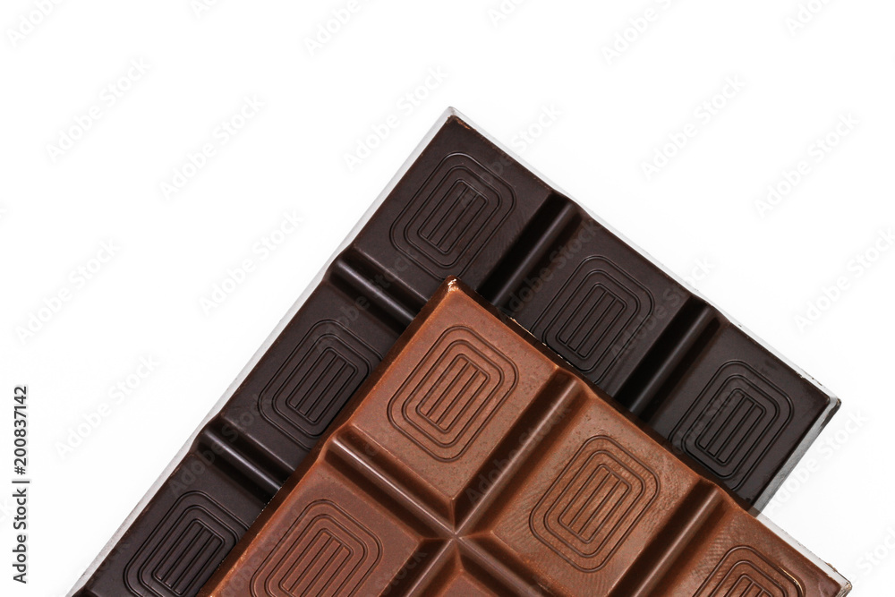Milchschokolade und Bitterschokolade Stock-Foto | Adobe Stock