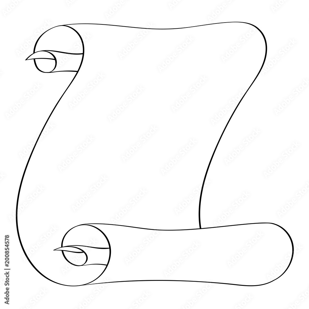 Vertical paper scroll. Outline drawing Stock Vector | Adobe Stock Vertical paper scroll. Outline drawing Stock Vector | Adobe Stock
