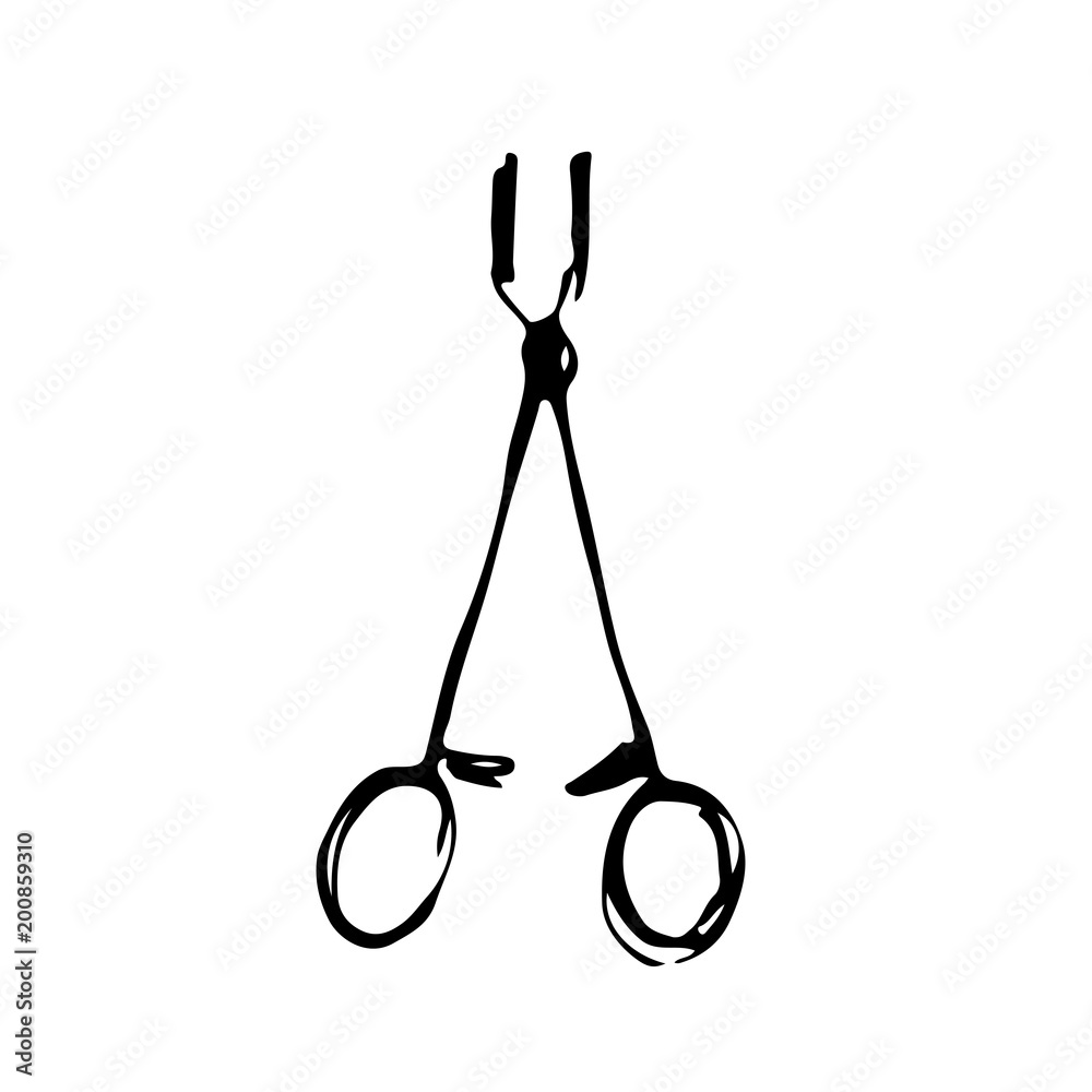 Hand drawn surgical forceps Vector illustration. Sketch. Stock Vector ...
