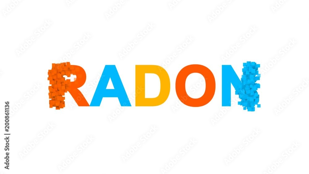 Element of periodic table RADON from letters of different colors ...