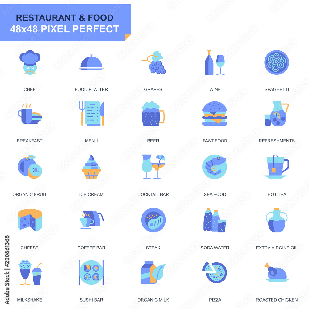 Simple Set Restaurant and Food Flat Icons for Website and Mobile Apps ...