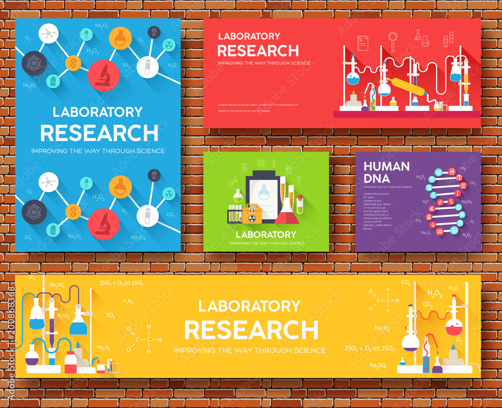 Science information cards set. laboratory template of flyer, magazines ...